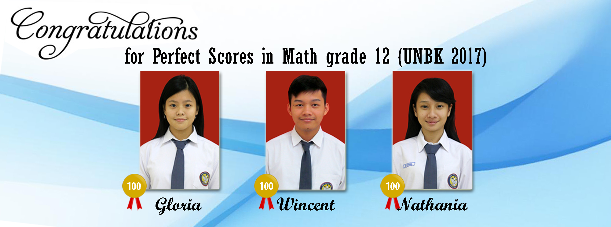 Perfect Scores in Math grade 12 – JOHN PAUL'S SCHOOL, HARAPAN INDAH, BEKASI